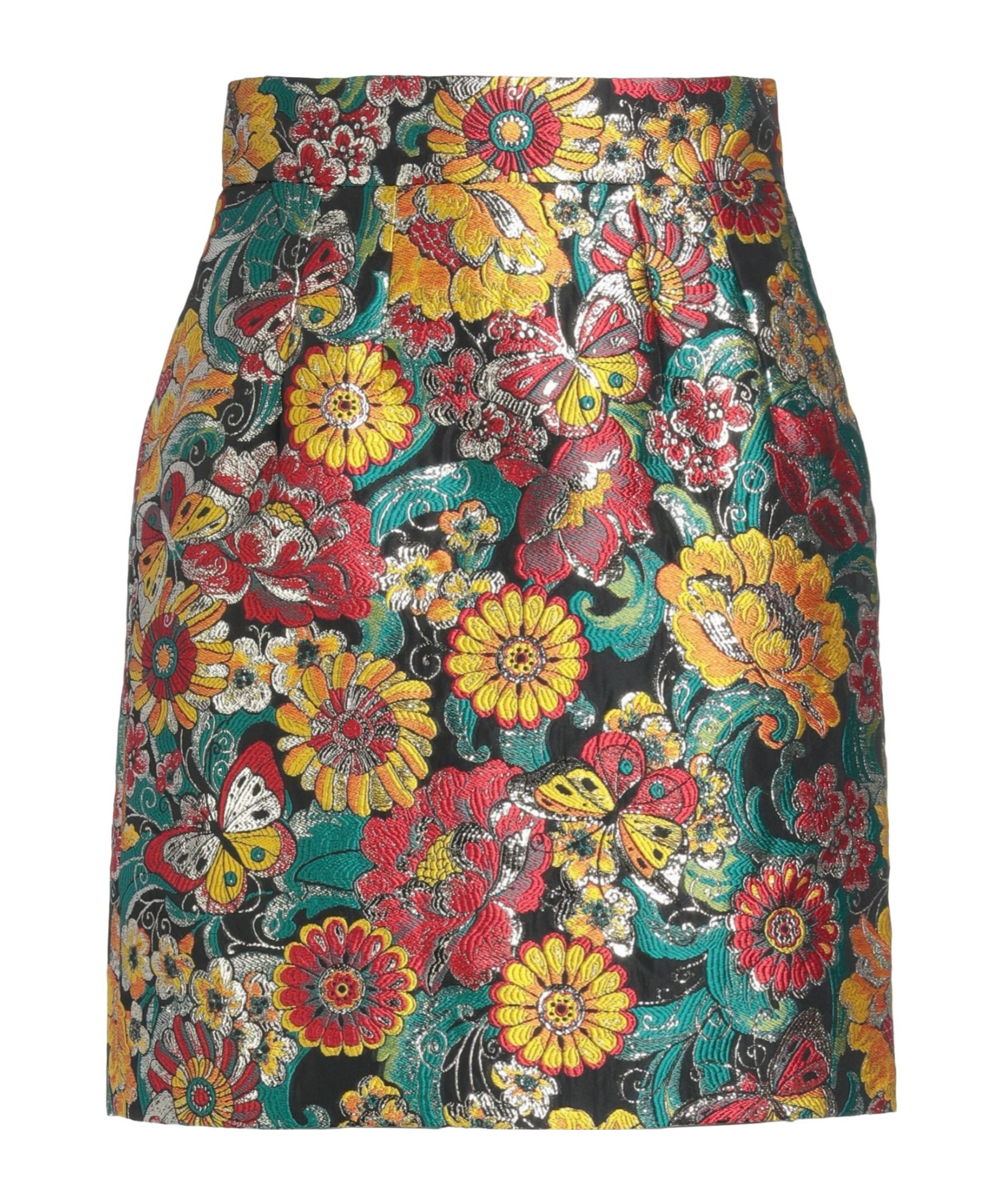 DOLCE & GABBANA Dolce & Gabbana Floral Pencil Skirt with Metallic Sheen